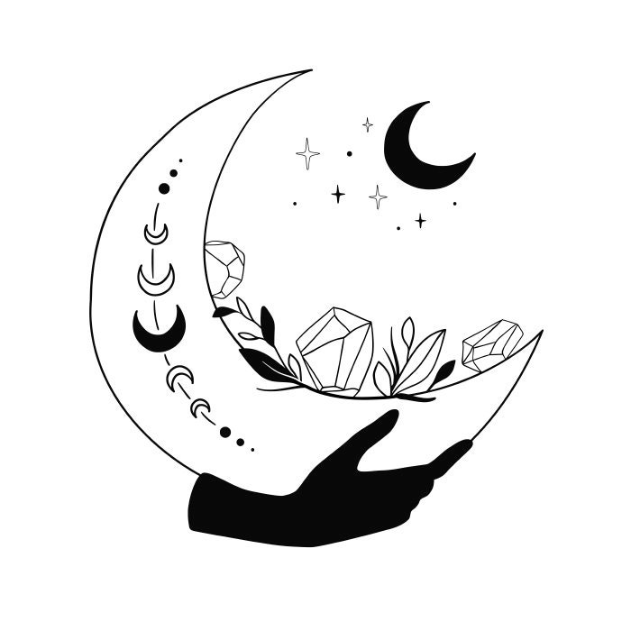 Crystal Moon Svg Сelestial Svg Moon Phases Svg Crescent - Etsy