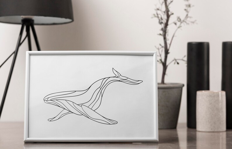 Wal SVG Whale One Line Art Wal Wandbild - Etsy.de