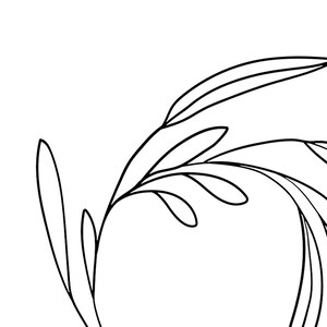 Leaf Line Art, Plant Art, Botanical Art, Wreath, Minimal Art, Printable ...