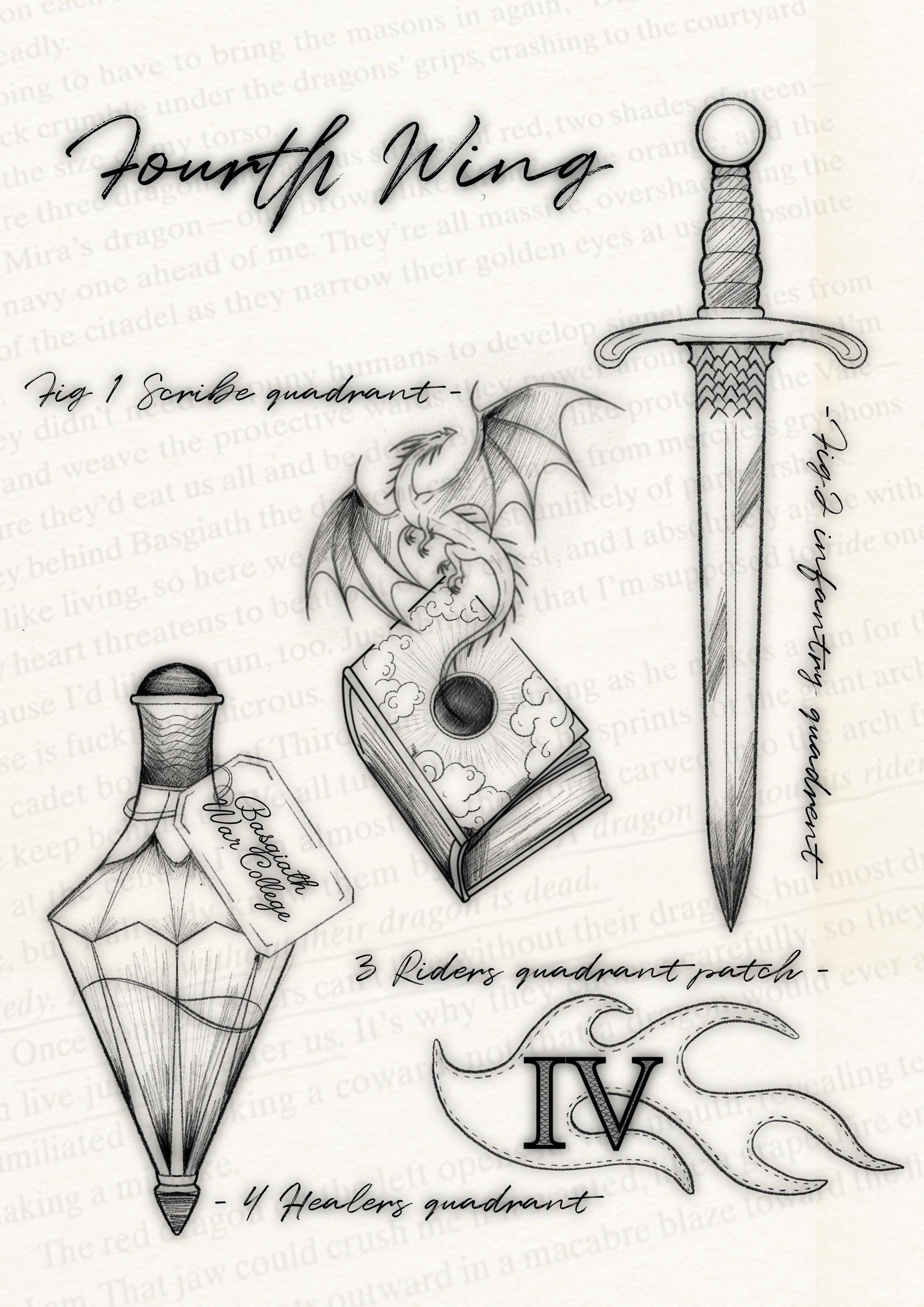 FOURTH WING - Bookish Tattoo Flash Print! - Etsy