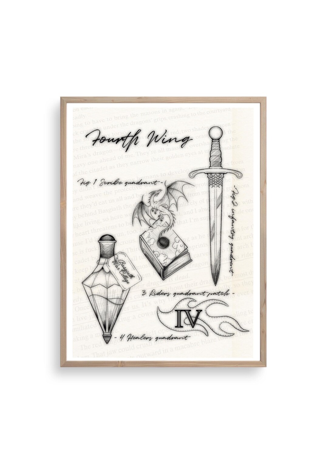 FOURTH WING - Bookish Tattoo Flash Print! - Etsy