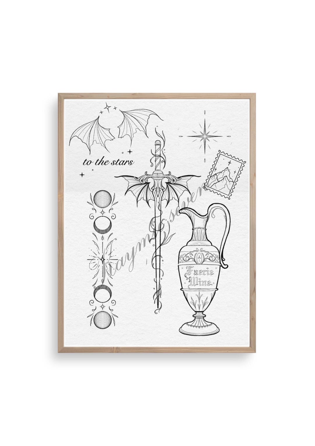 ACOTAR - Bookish Tattoo Flash Print! - Etsy