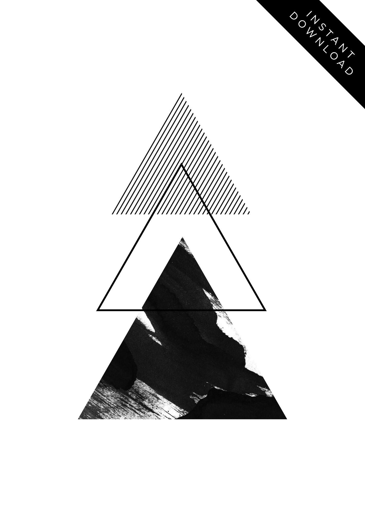 Modern Triangles Black Geometric Print Modern Art Design | Etsy