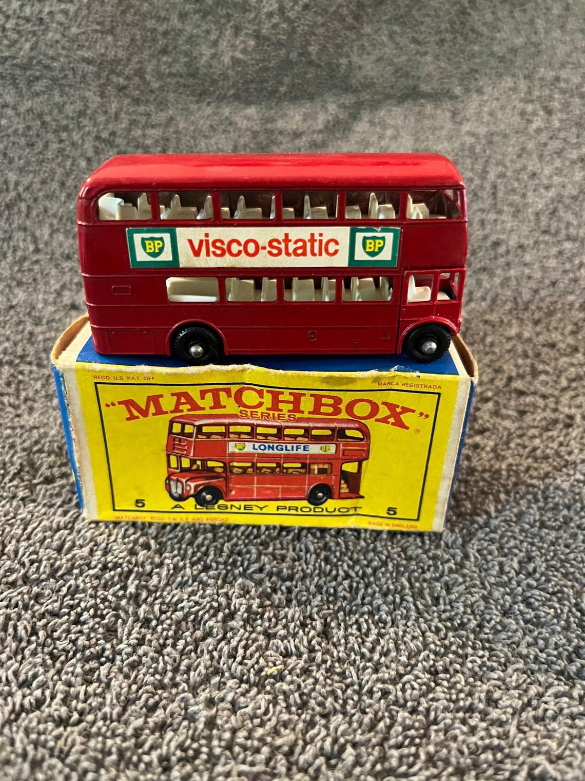 Vintage Matchbox No. 5 Route Master Bus With Decals “BP Visco Static ...