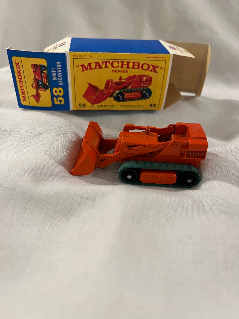 Vintage Matchbox No 58. Drott Excavator. Orange With Green Treads. - Etsy