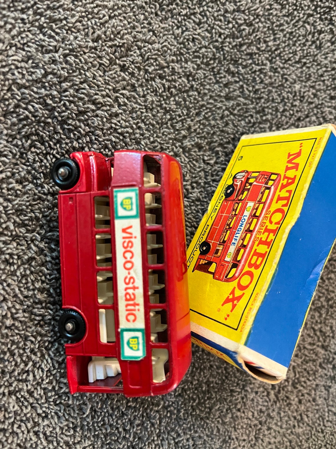 Vintage Matchbox No. 5 Route Master Bus With Decals “BP Visco Static ...