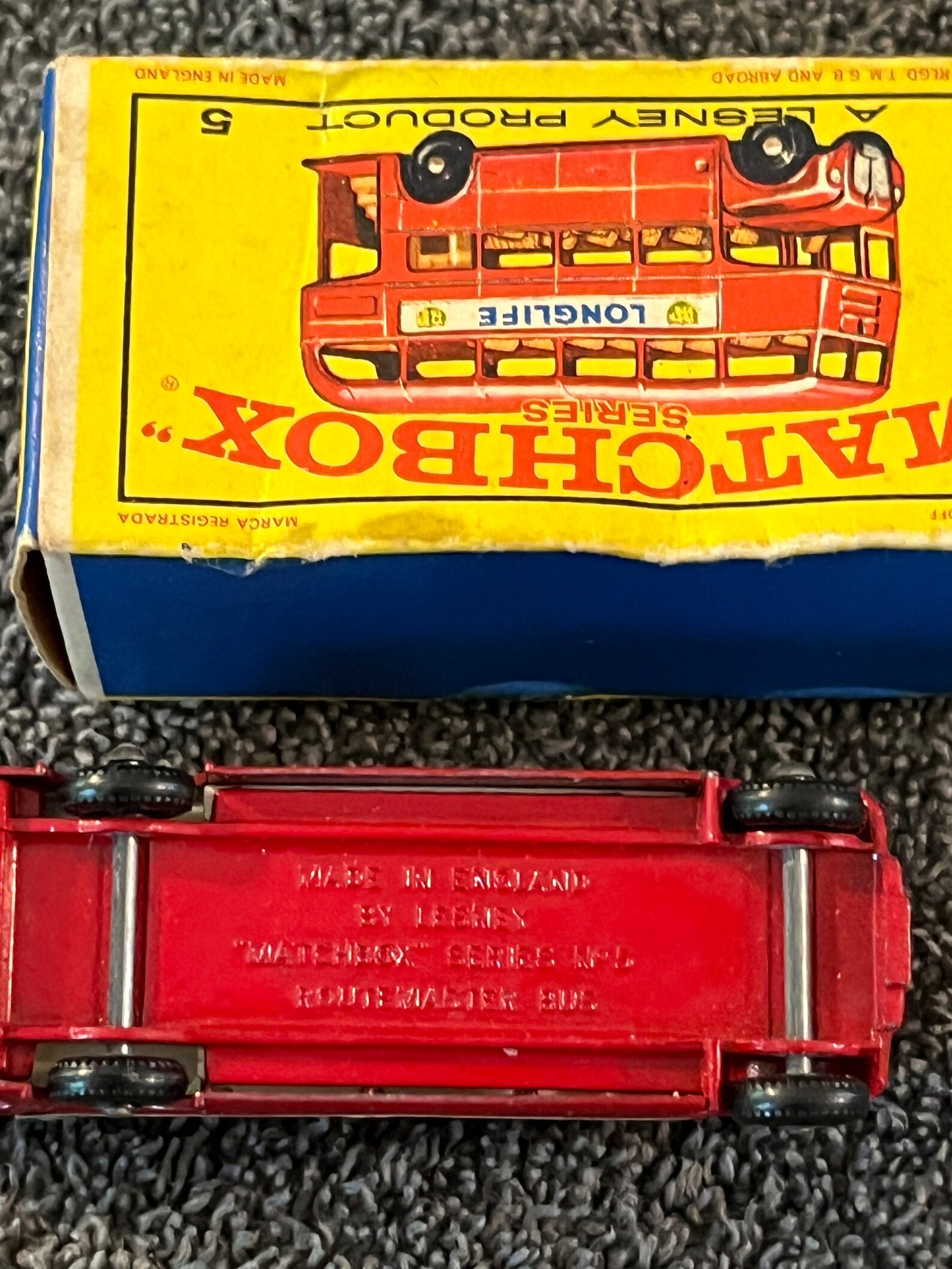 Vintage Matchbox No. 5 Route Master Bus With Decals “BP Visco Static ...