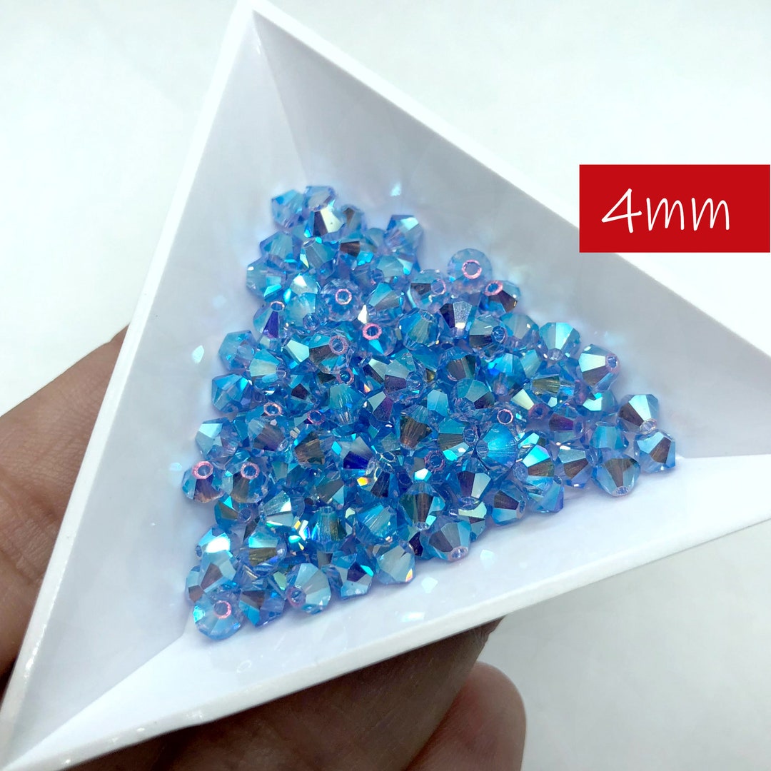 144pc 4mm Light Sapphire AB2X Preciosa Crystal Bicones / Article #5328 ...