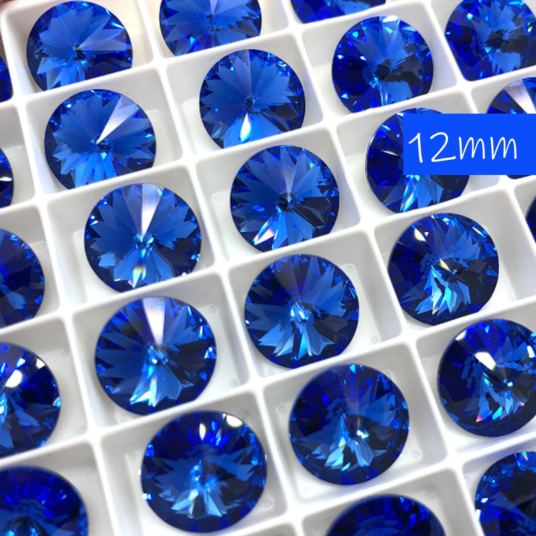 4pc 12mm Sapphire Swarovski Crystal Rivolis / Article # 1122 / Austrian ...