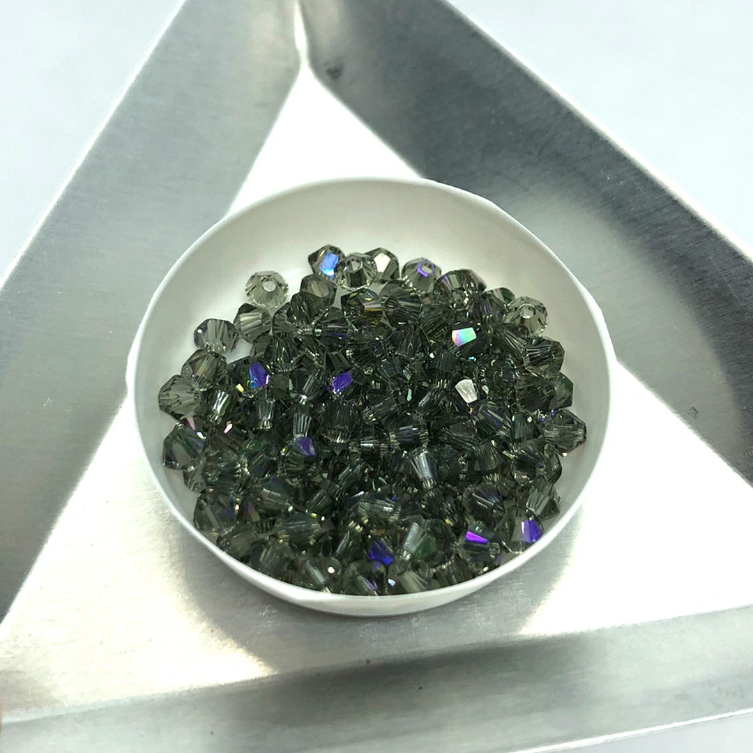 144pc 3mm Black Diamond Glacier Blue Swarovski Crystal Bicones ...