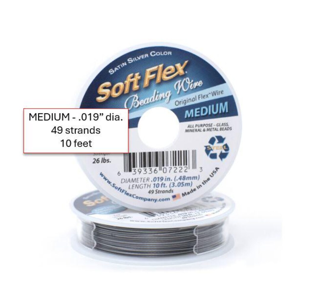 10 Foot Spool Soft Flex Beading Wire / .019" MEDIUM Diameter 49-strand ...