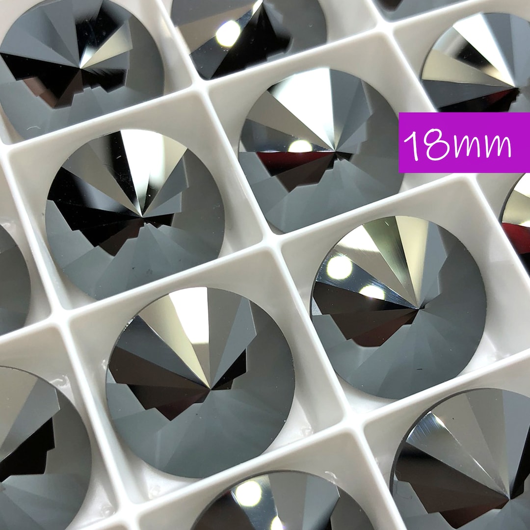 2pc 18mm Jet Hematite Swarovski Crystal Rivolis / Article # 1122 ...