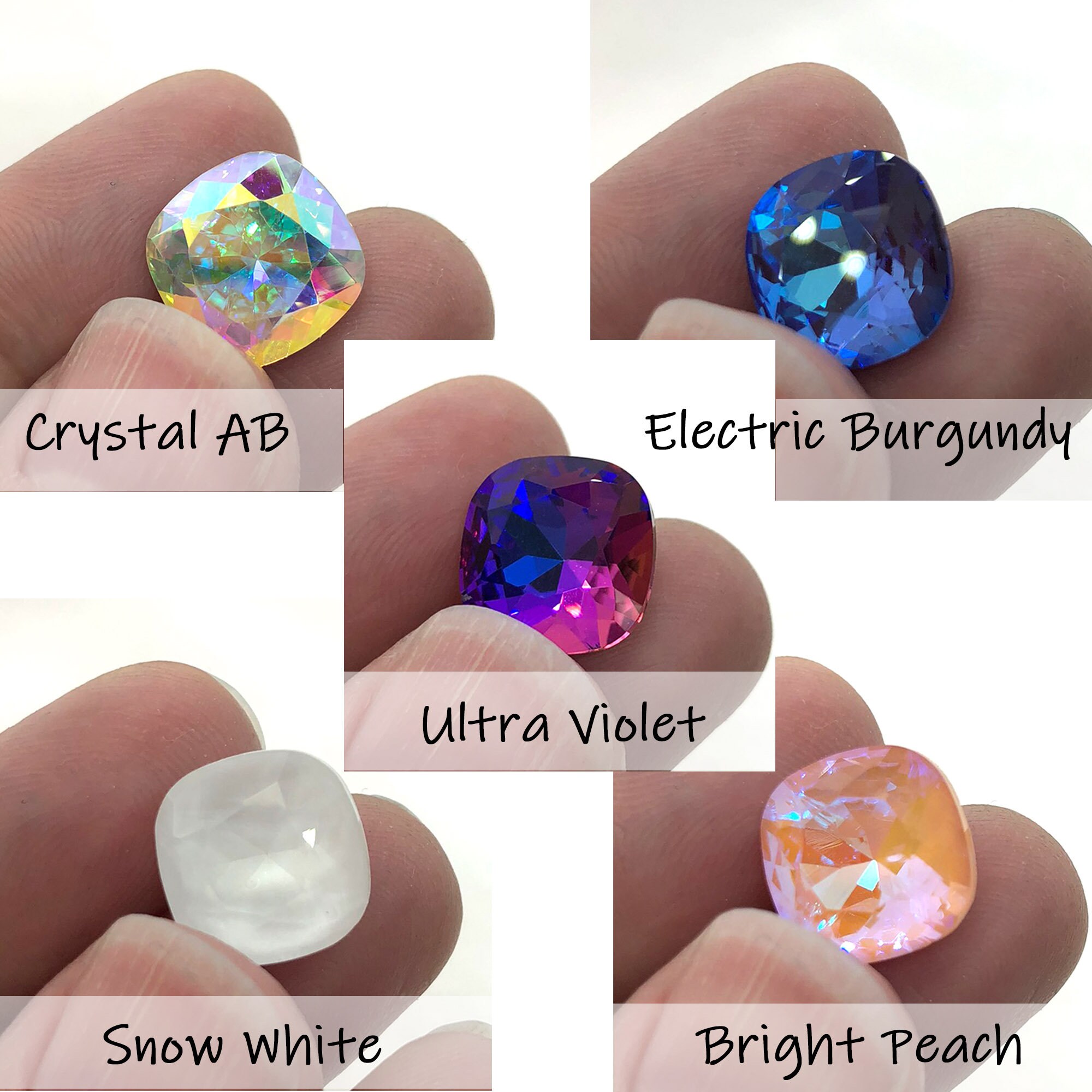 4pc 12mm Faceted Cushion Crystal Stones / Multiple Colors / - Etsy