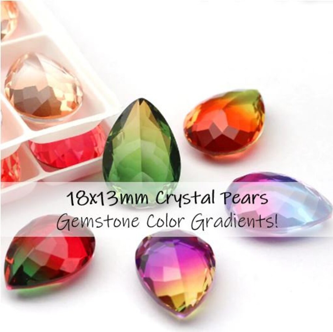 2pc 18x13mm Faceted Crystal Pear Stones / Color-gradient Multiple ...