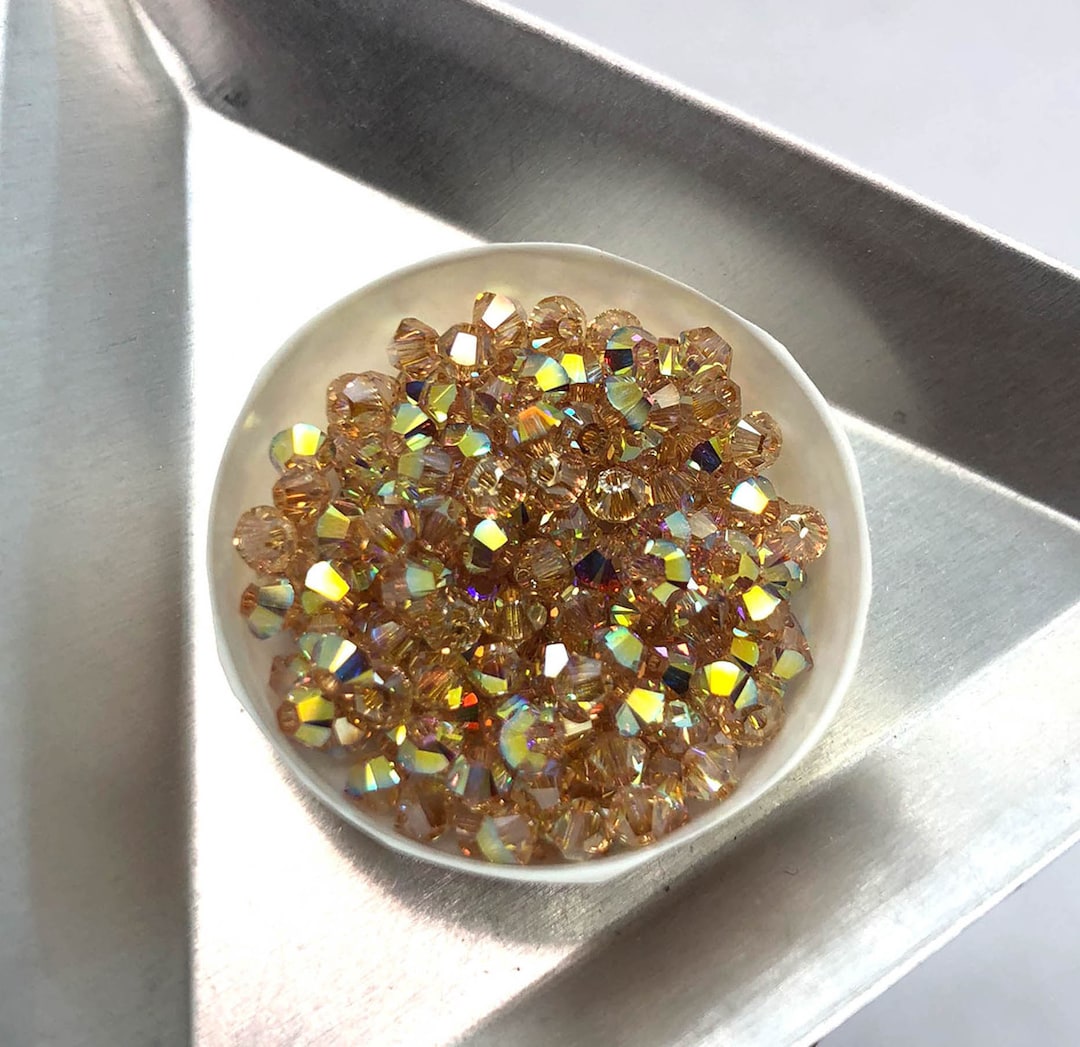 144pc 3mm Crystal Golden Shadow AB Brilliance Bicones / Article #5328 ...