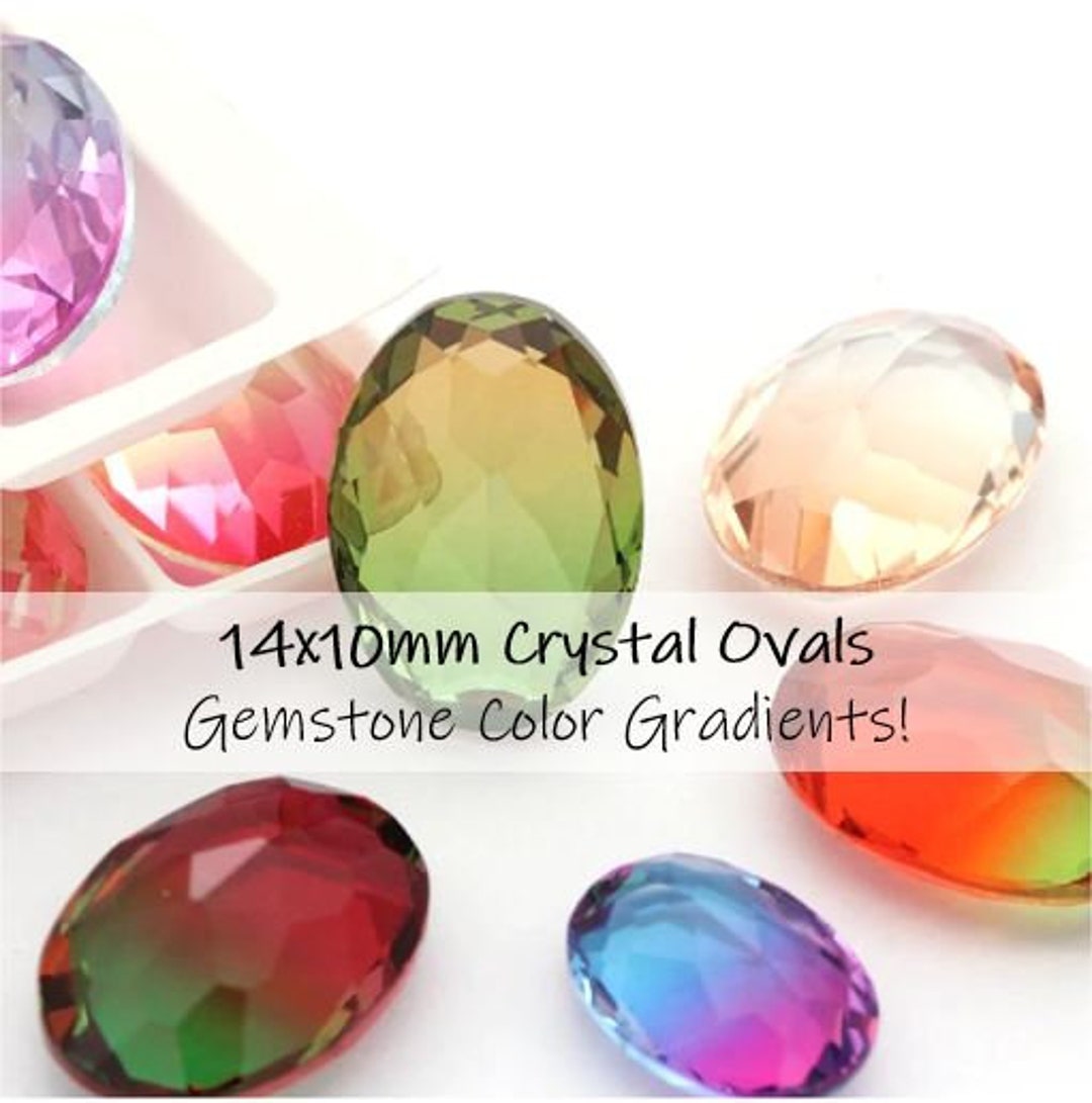4pc 14x10mm Faceted Crystal Oval Stones / Color-gradient Multiple ...