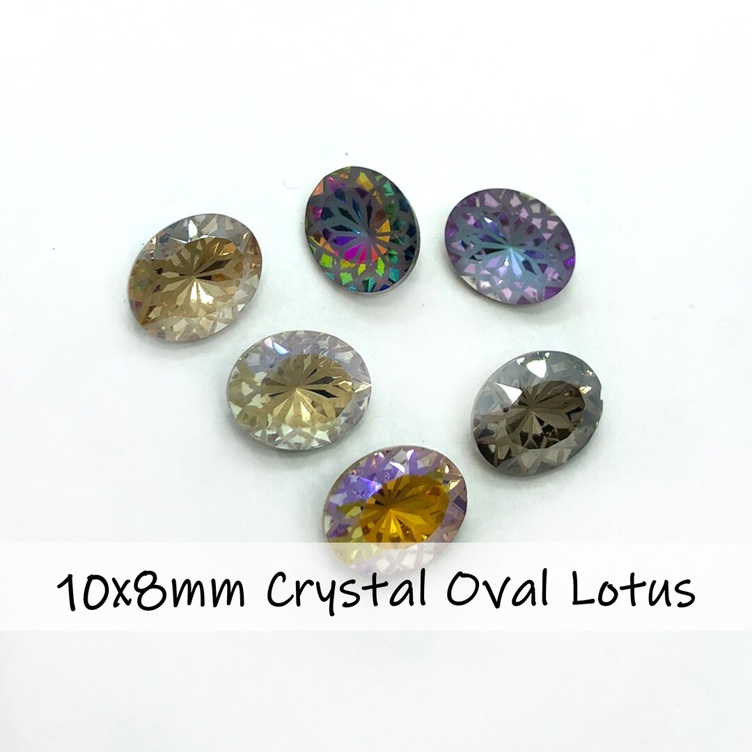 4pc 10x8mm Faceted Oval Crystal Lotus Stones / Multiple Colors ...