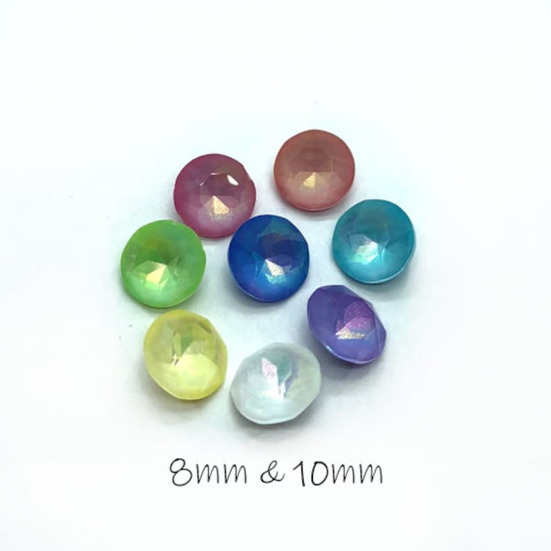 Faceted Round Chaton Crystals / 2 SIZES! 10mm & 8mm / Gleam Coating ...