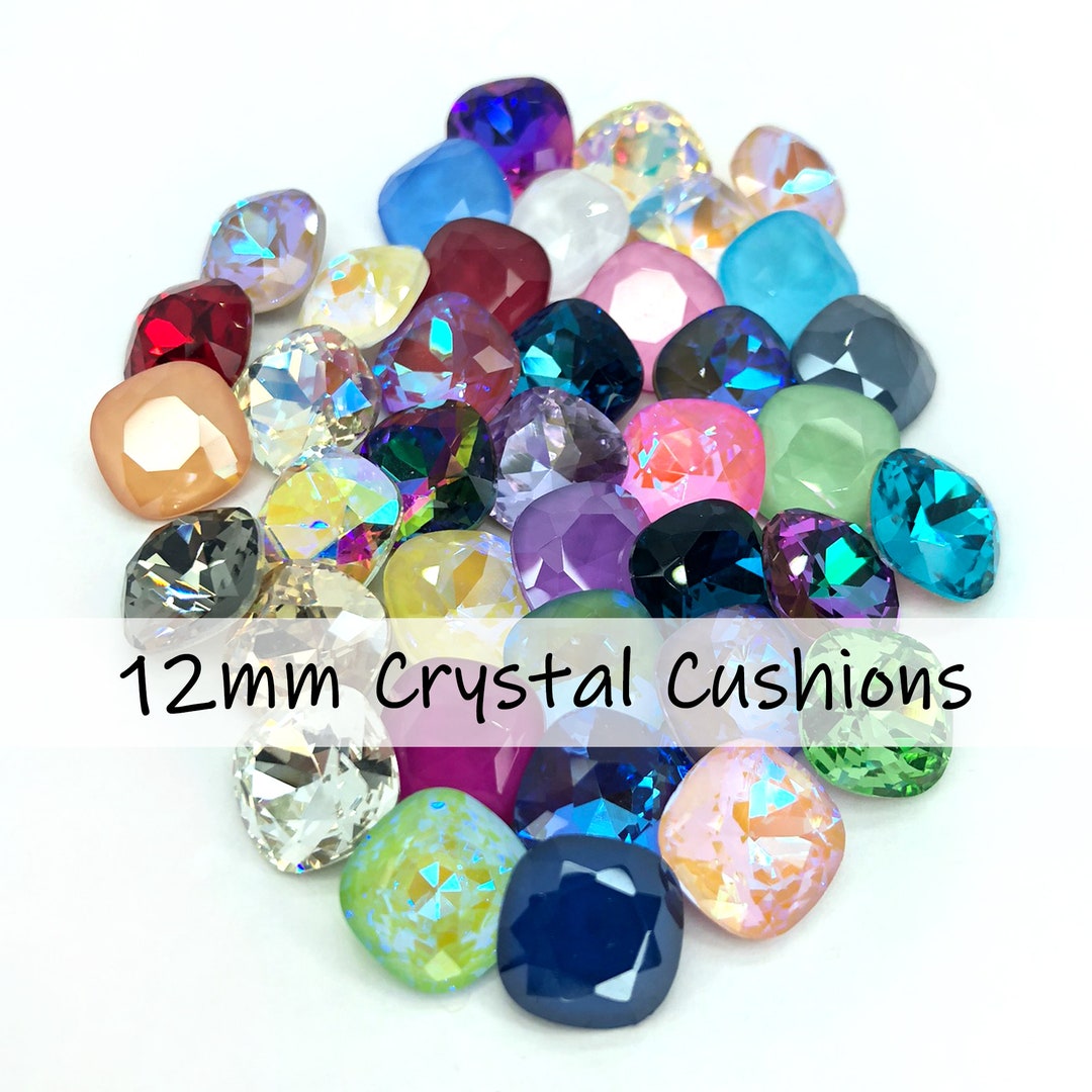 4pc 12mm Faceted Cushion Crystal Stones / Multiple Colors! / Crystal ...