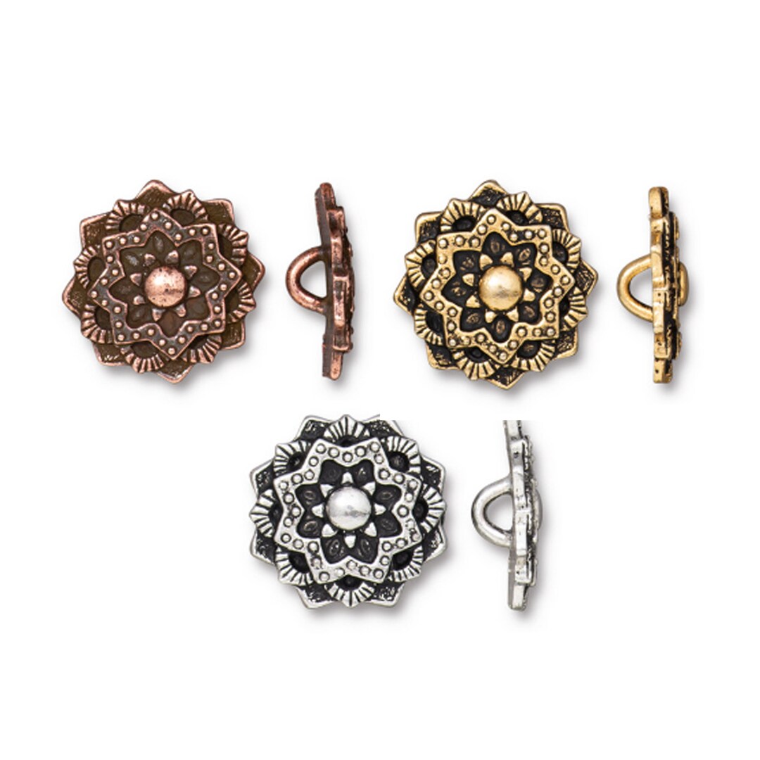 2 Pc Tierracast mandala Buttons / 3 Colors to Choose From / Pewter ...
