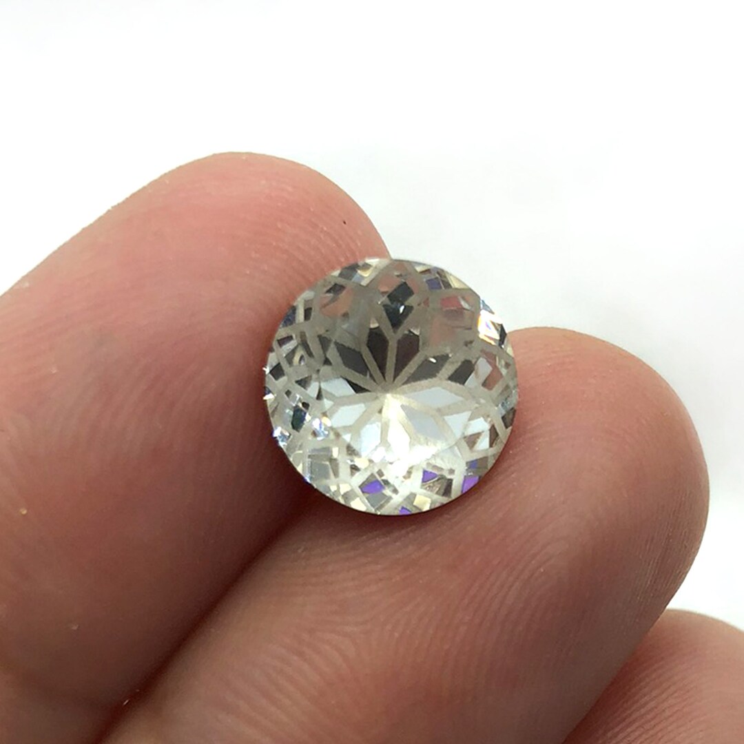 4pc 10mm Faceted Round Crystal Stones / Crystal Foiled Lotus / Crystal ...