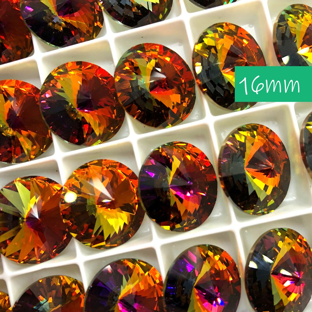 4pc 16mm Crystal Golden Sahara 'oops-orange' Brilliance Crystal Rivolis ...