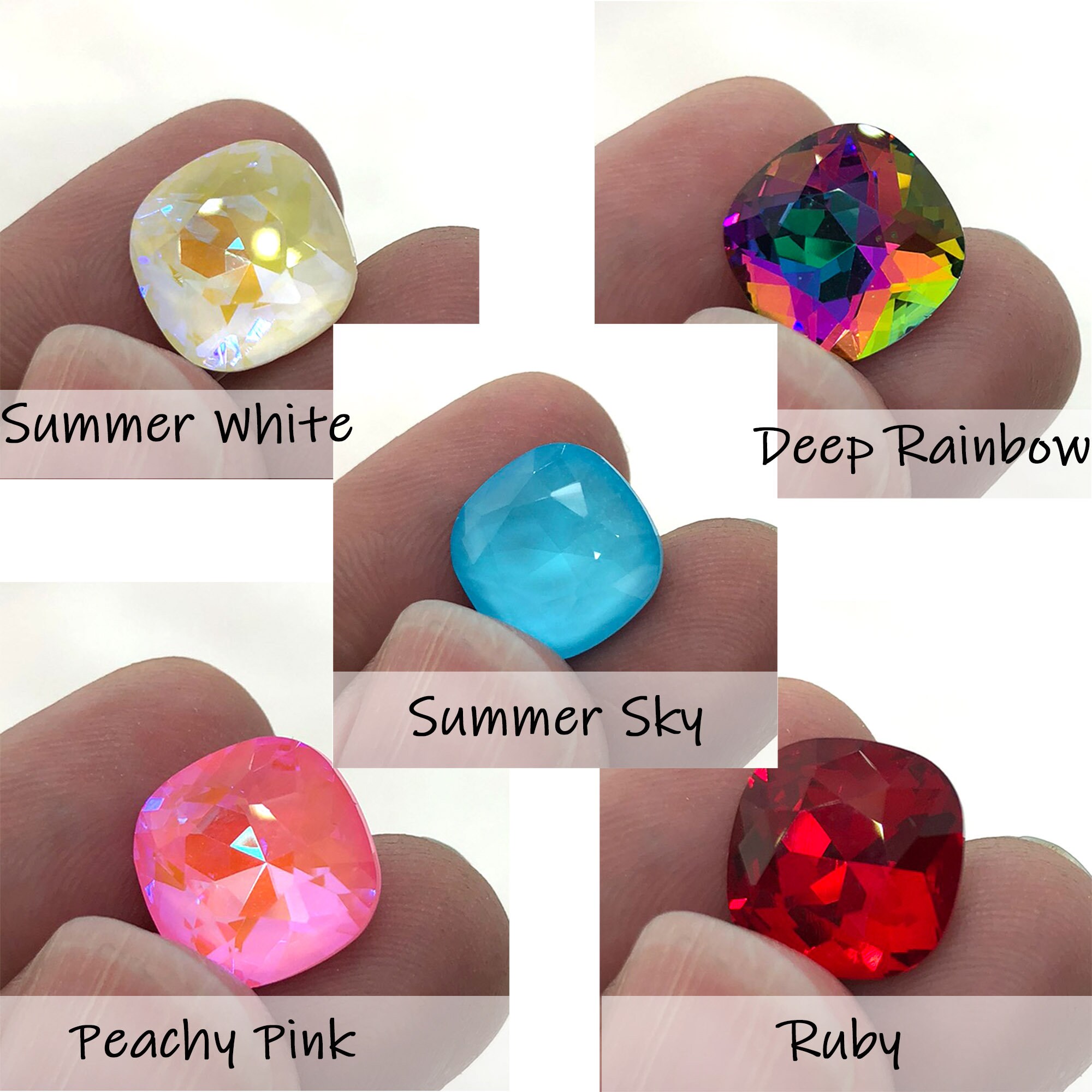 4pc 12mm Faceted Cushion Crystal Stones / Multiple Colors / - Etsy