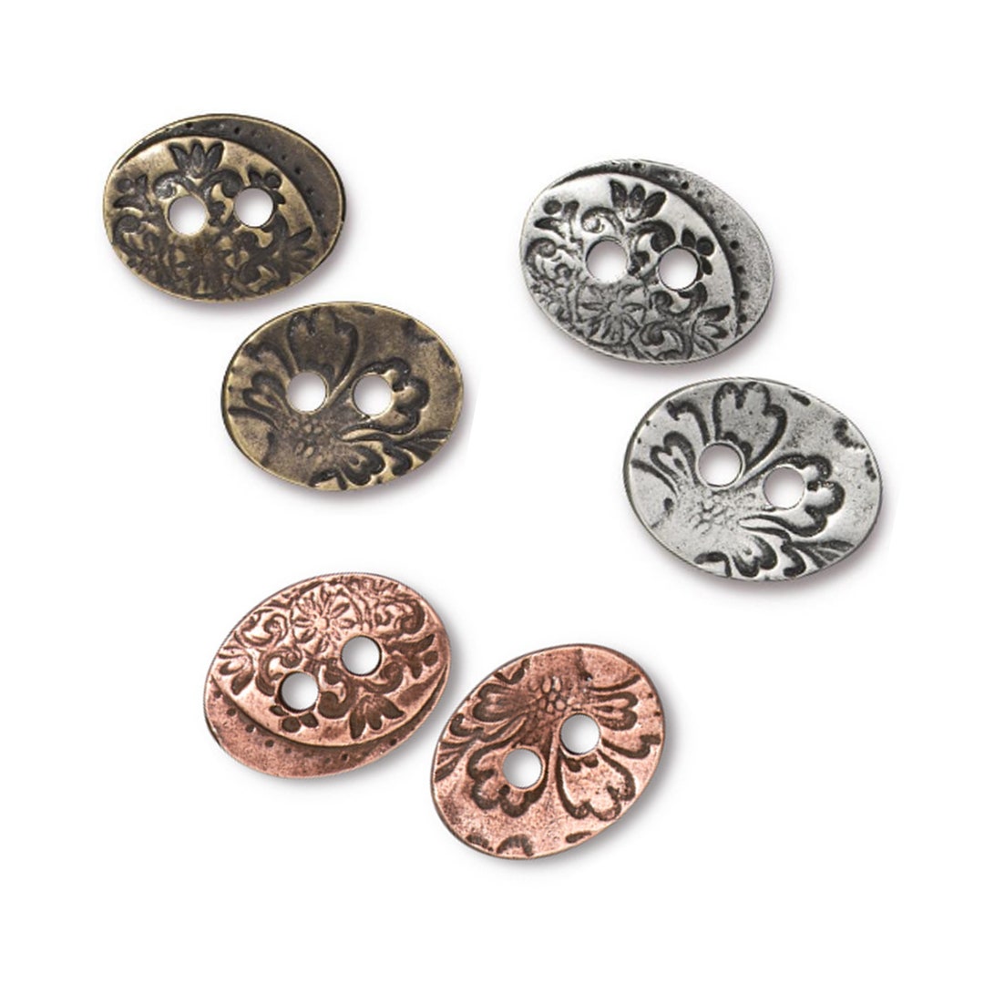 2 Pc Tierracast "jardin" Buttons / 3 Colors to Choose From! / Pewter ...
