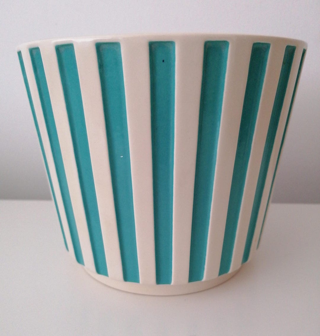 Vintage Hornsea Pottery Rare Doric Large Turquoise & White Plant Pot ...