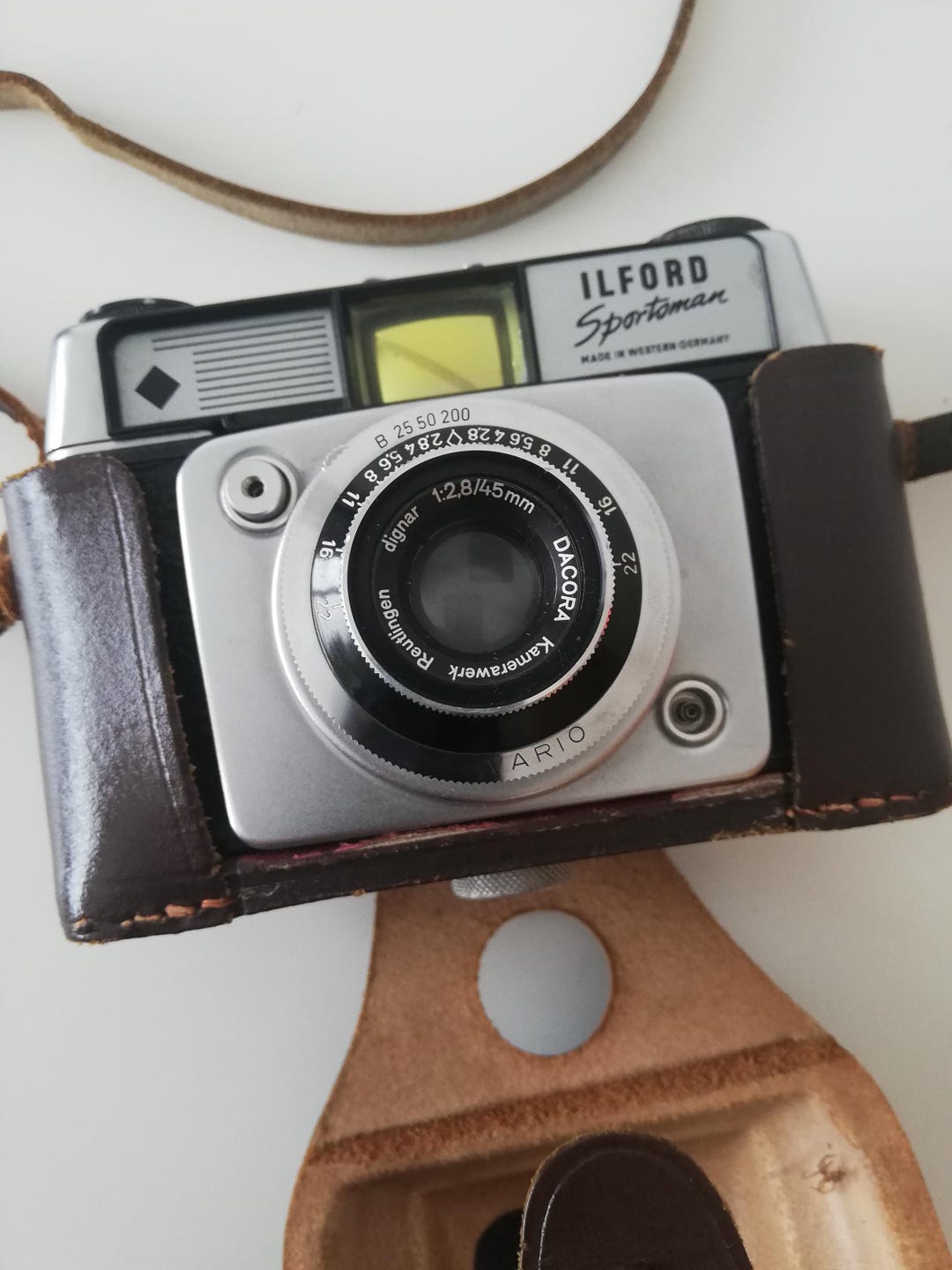 Vintage 1960 Ilford Sportsman Vario Working 35mm Viewfinder Camera & Leather Bag, Vintage Prop ...