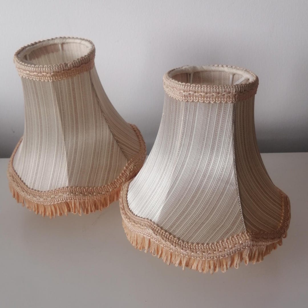 Vintage 1980s Pair of BHS Soft Gold Bell Lampshades, 5" Clip on Vintage ...