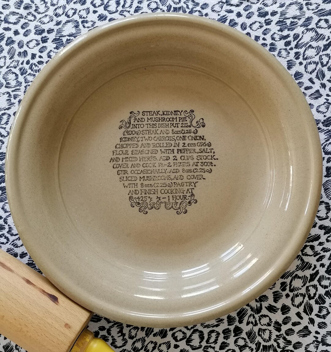 Vintage Moira Pottery Stoneware Pie Dish With Steak & Kidney Recipe - Etsy