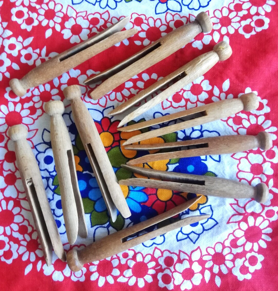 Vintage 1950s Handmade Wooden Dolly Pegs Set of 20 Hand - Etsy