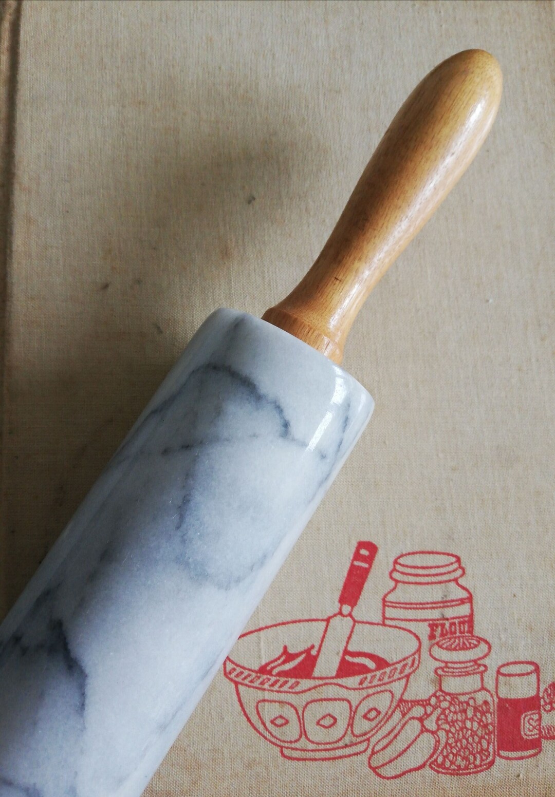 Vintage 1970s Marble Rotating Rolling Pin Heavy Pastry Spinning Rolling ...