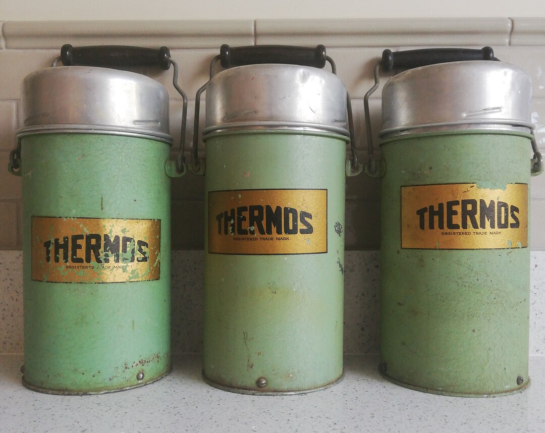 Vintage 1940s Green Thermos Vacuum Wide Mouth Food Flask 2-pint ...