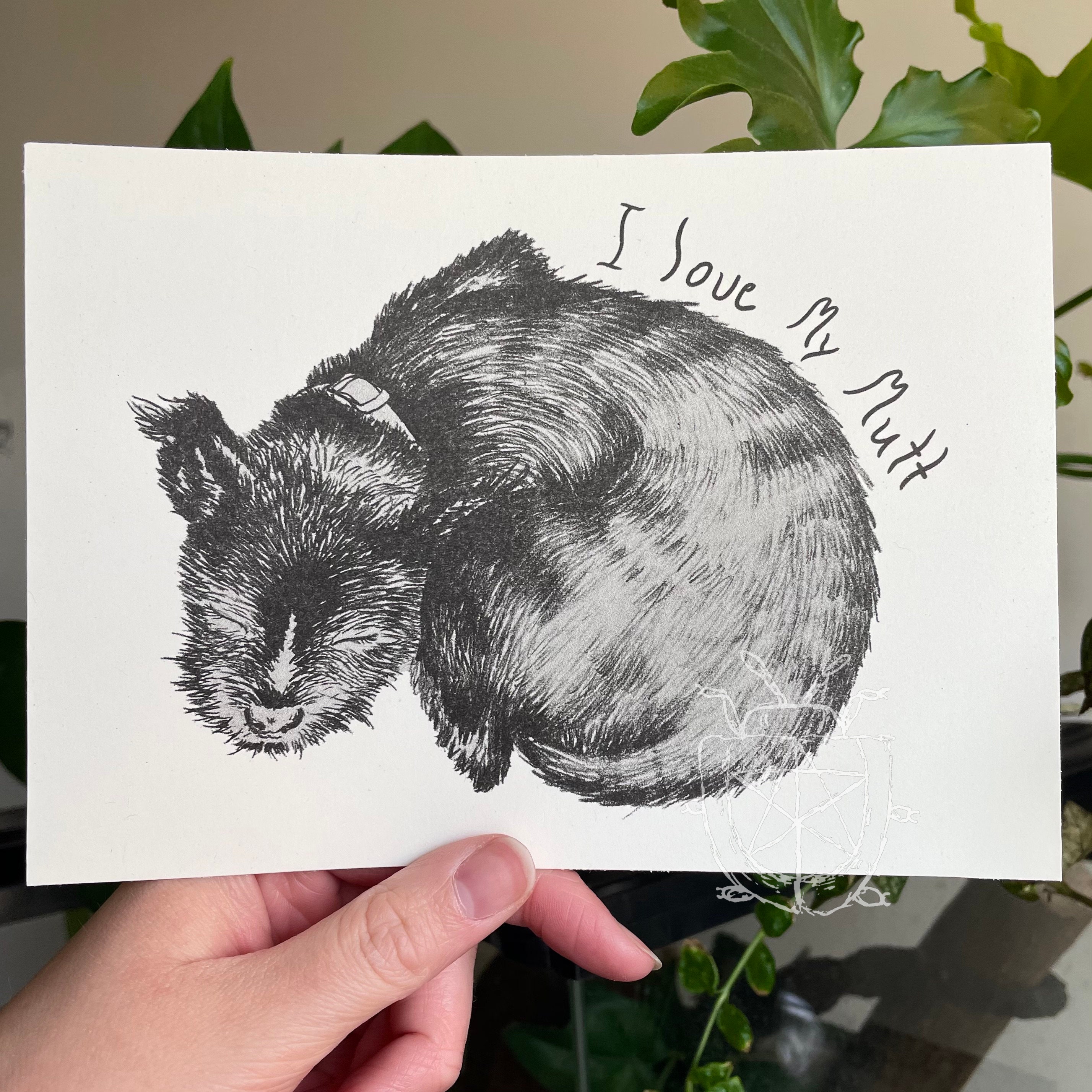 I Love My Mutt Dog Portrait Dog Lithograph - Etsy