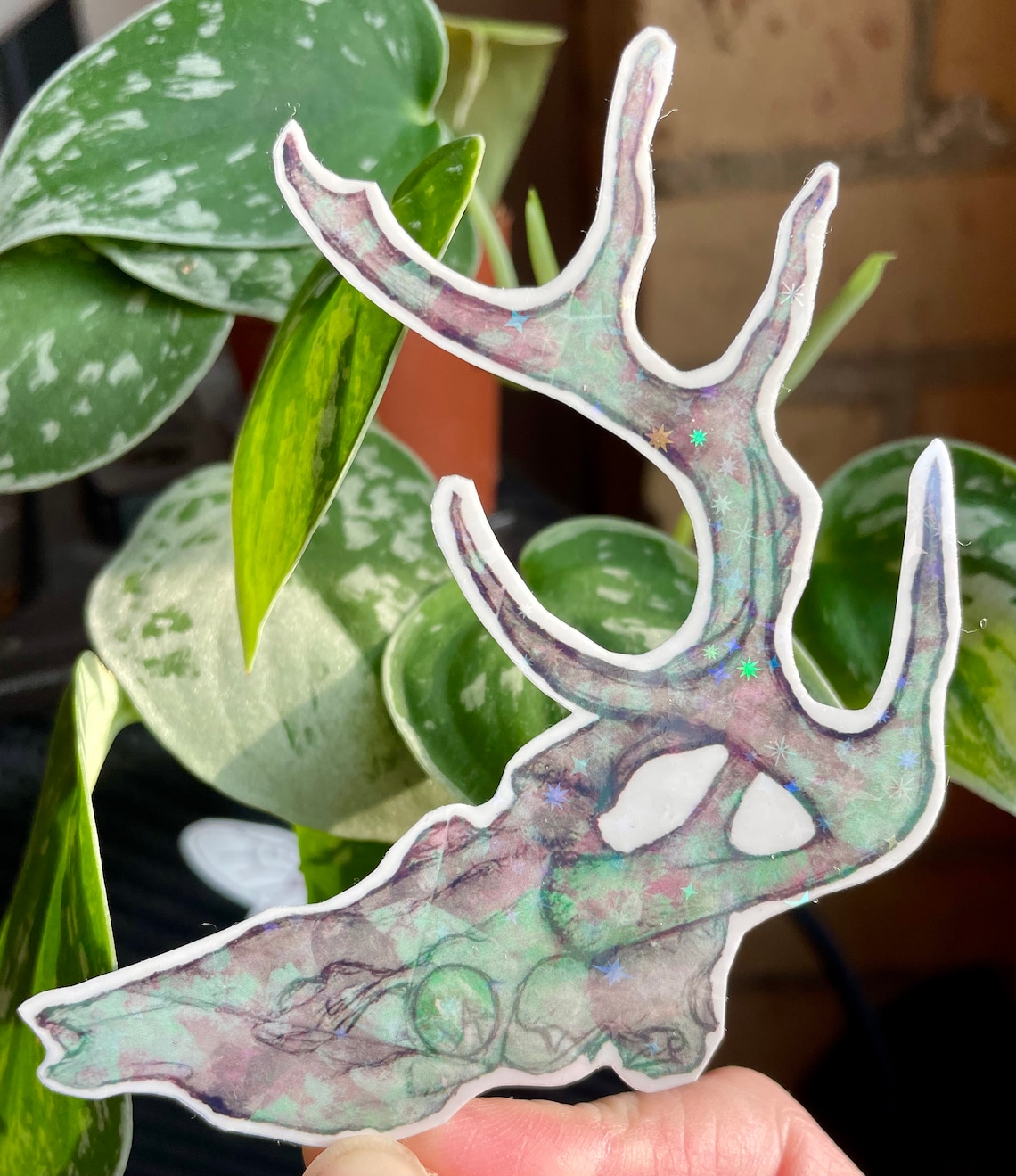 Holographic Vinyl “eldritch Deer Skull” Sticker - Etsy