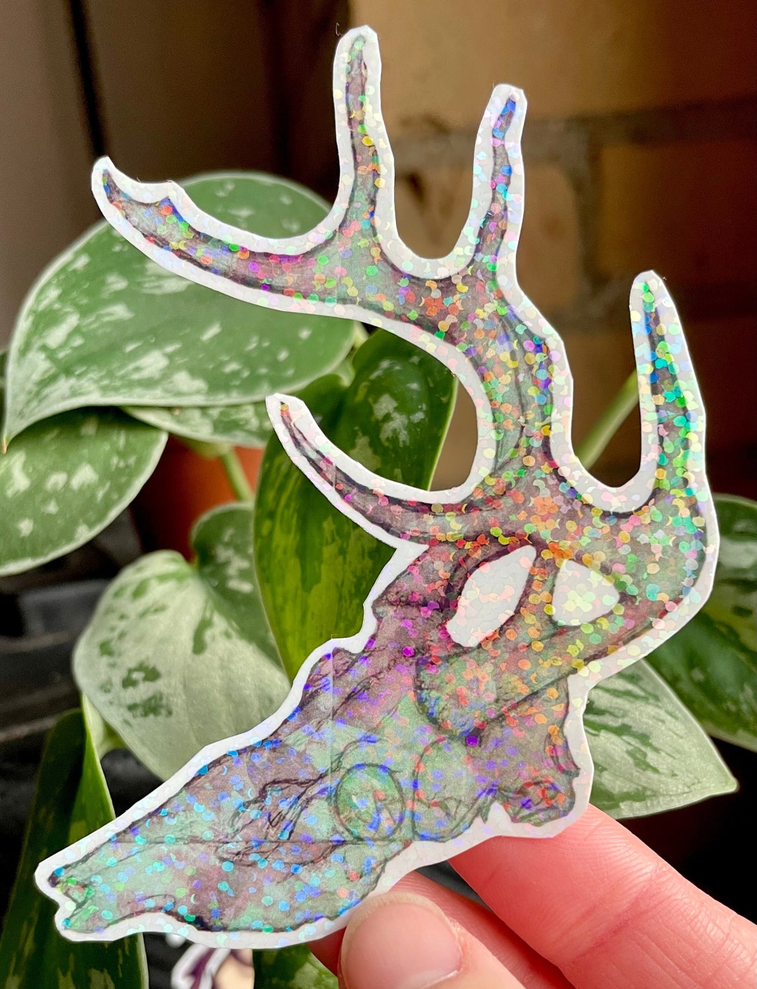 Holographic Vinyl “eldritch Deer Skull” Sticker - Etsy