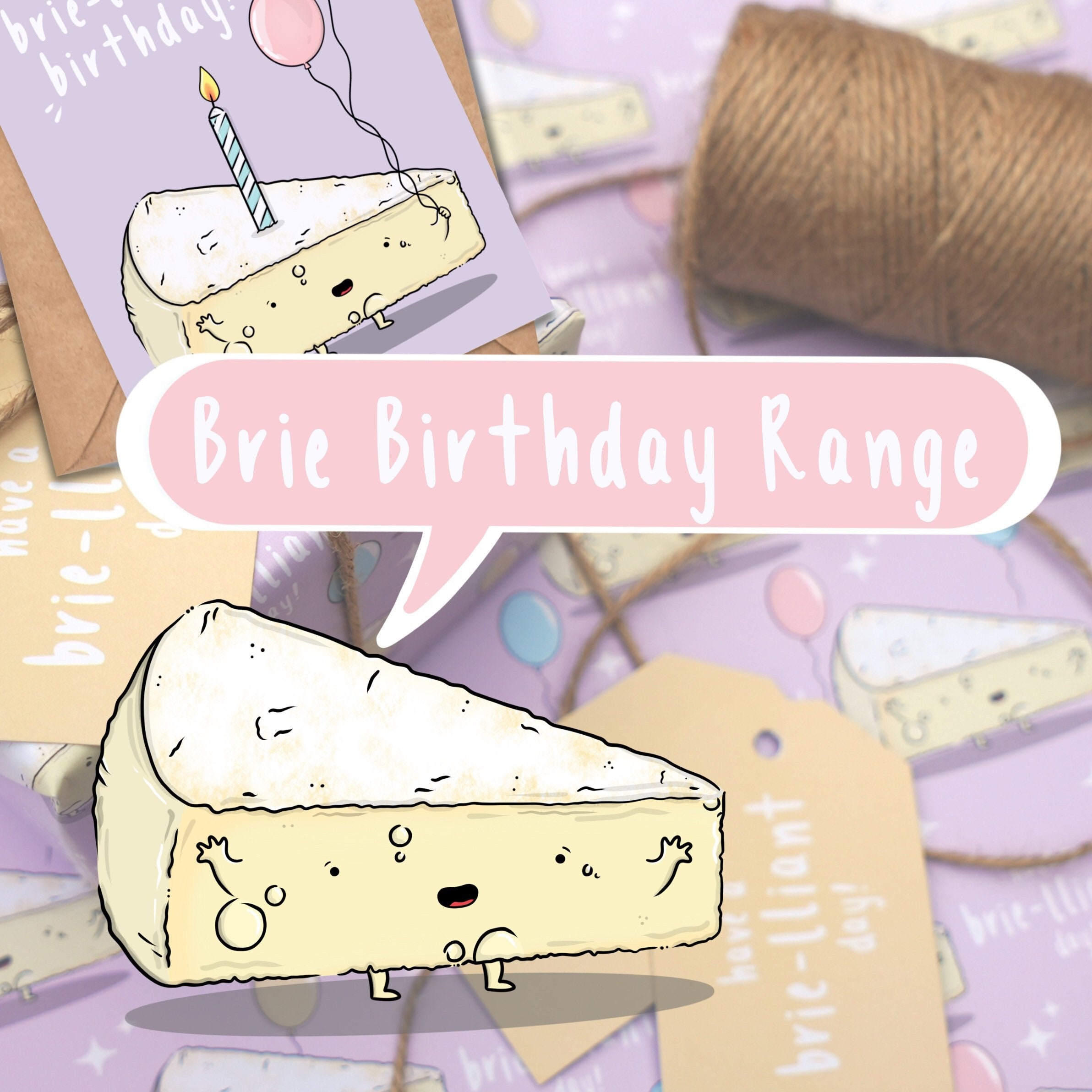 Brie Birthday Range Greeting Card Coaster Gift Wrap & - Etsy