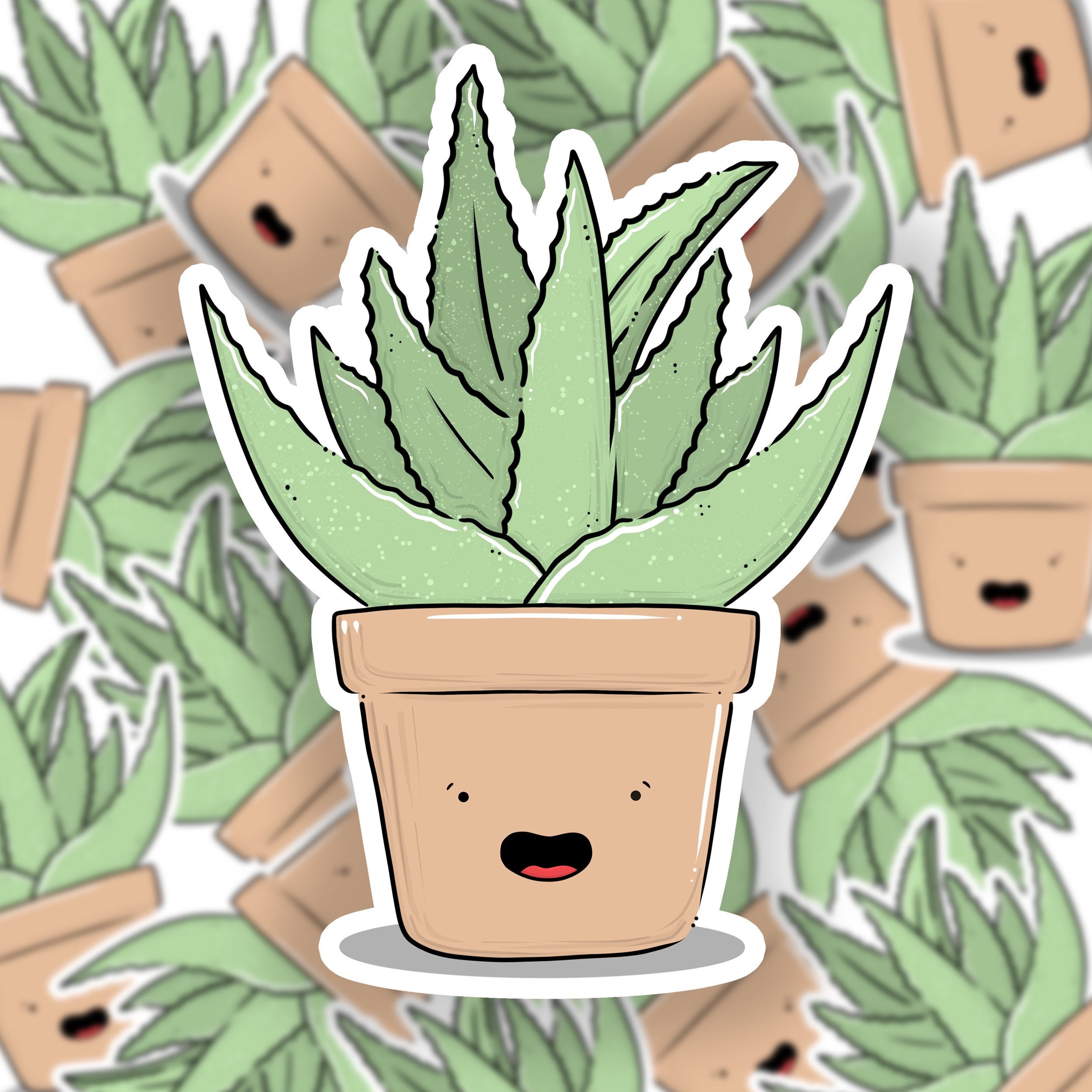 Aloe Vera Range Greeting Card, Cork Coaster & Sticker Pack - Etsy UK