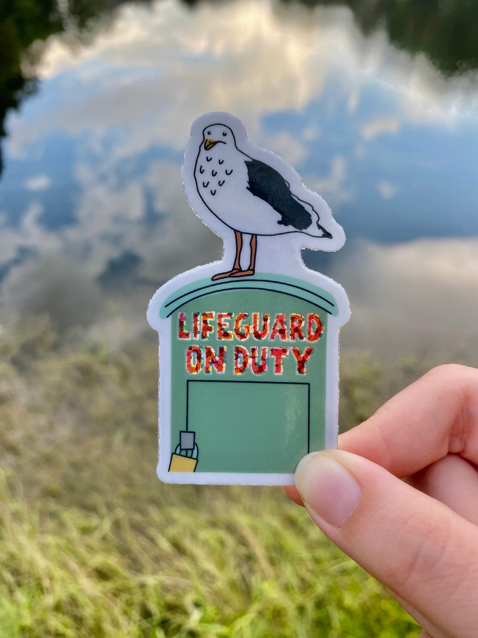 Lifeguard on Duty Seagull Glitter Sticker | Vinyl | Laptop and Water ...