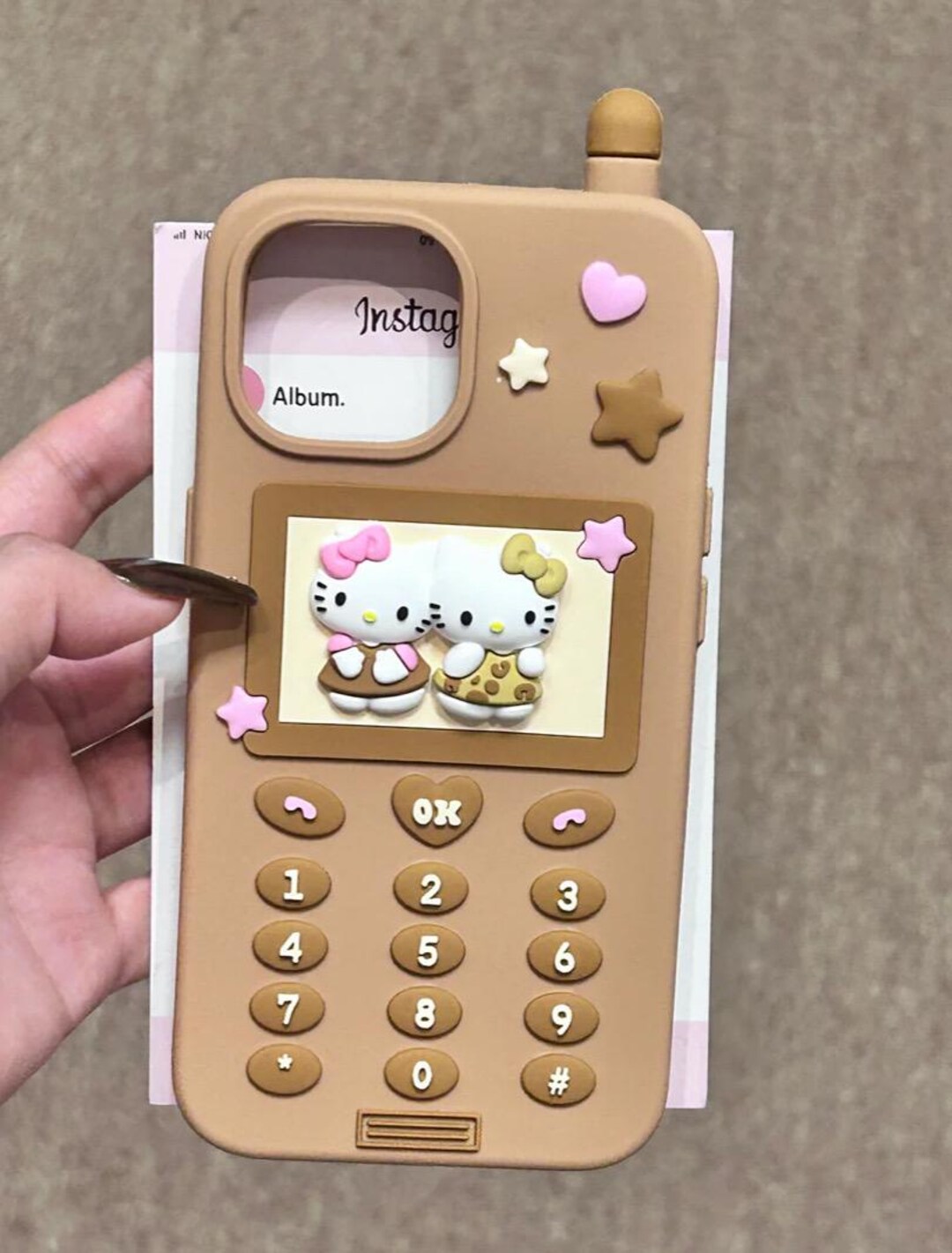 Hellokitty Brown Phone Keypads Silicone Cute Phone Case—iphone 15 Pro ...