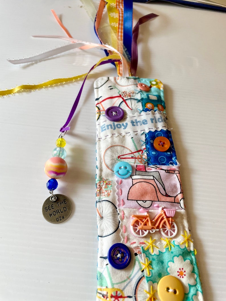 Bicycle Enjoy the Ride Slow Stitched Embroidered Bookmark - Etsy