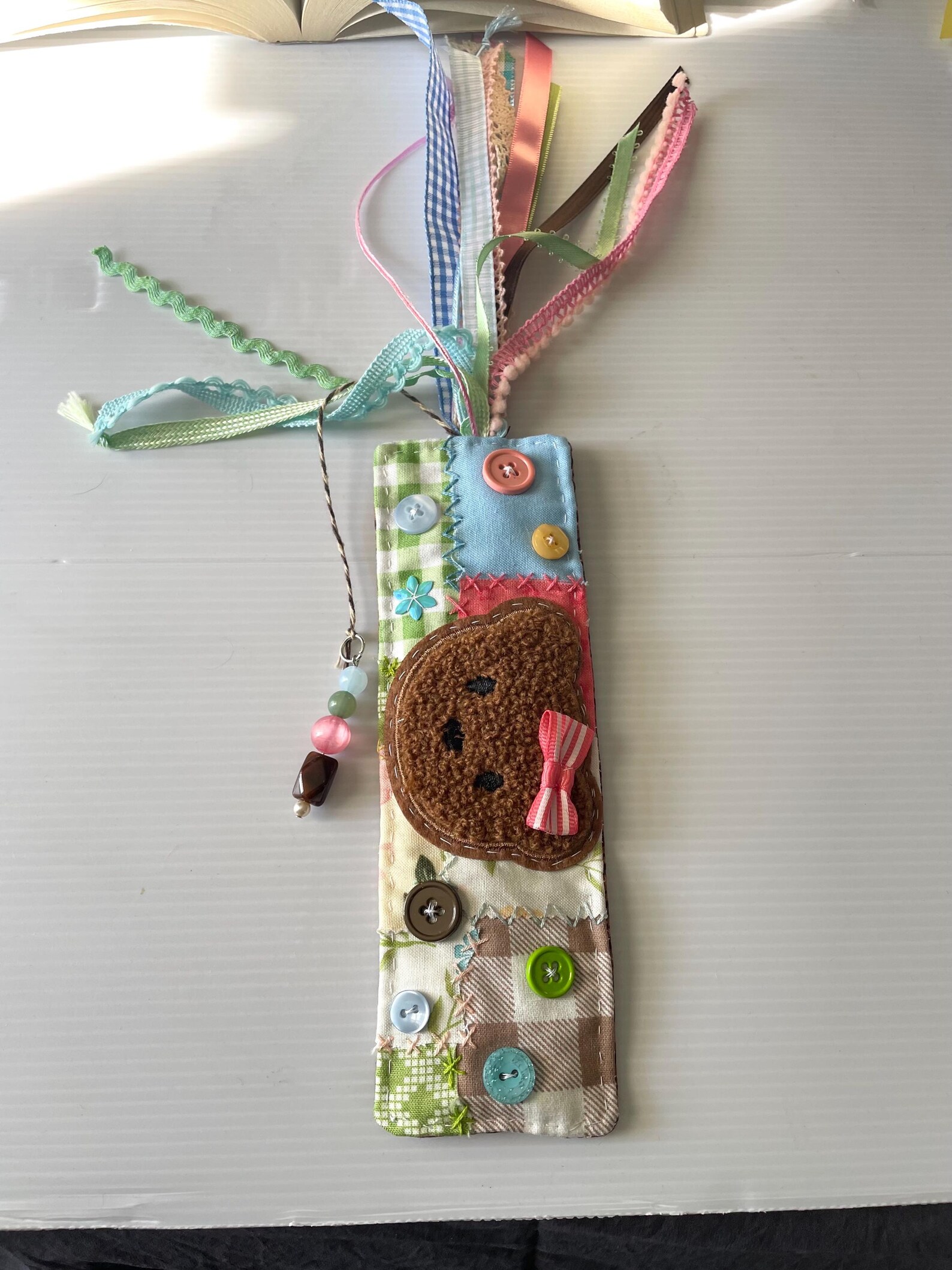 Teddy Bear Slow Stitched Embroidered Bookmark - Etsy