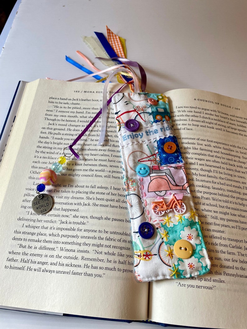Bicycle Enjoy the Ride Slow Stitched Embroidered Bookmark - Etsy