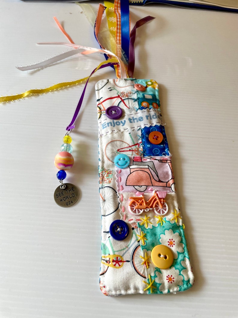 Bicycle Enjoy the Ride Slow Stitched Embroidered Bookmark - Etsy