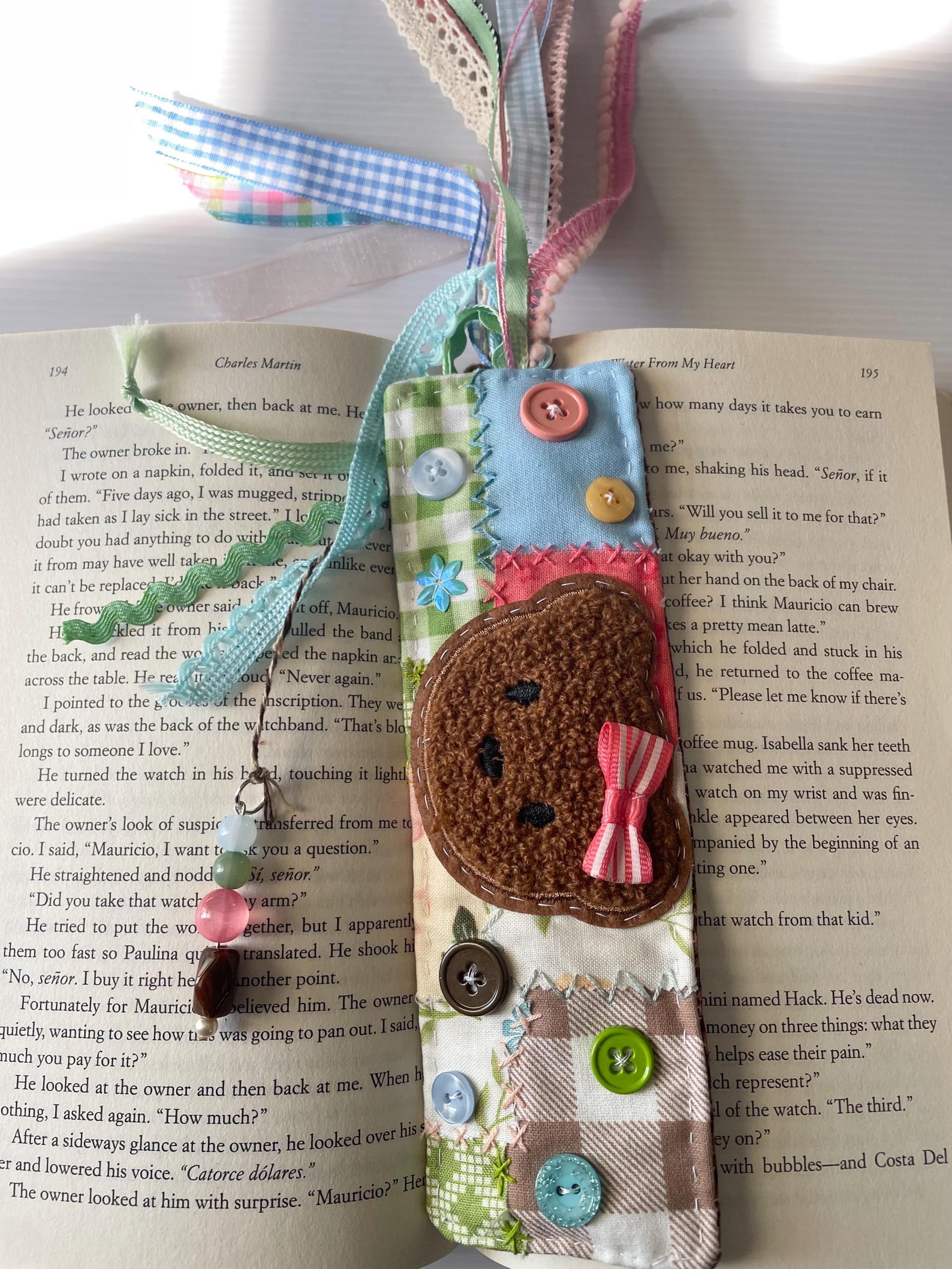 Teddy Bear Slow Stitched Embroidered Bookmark - Etsy
