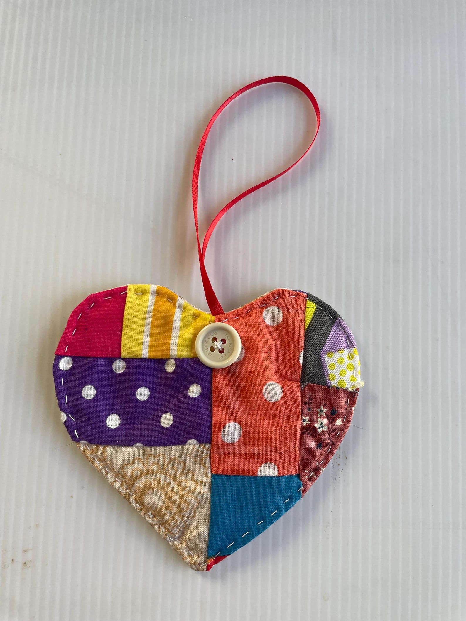 Patchwork Quilted Fabric Valentine Heart Ornament Bowl Filler ...
