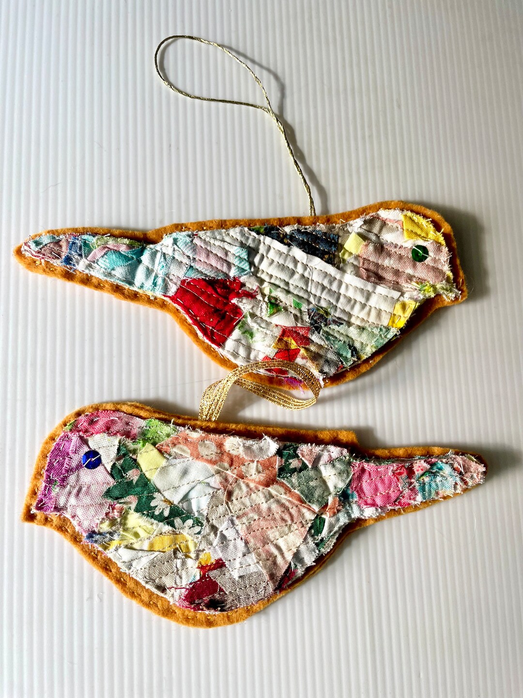 Fabric Scrap Bird Ornaments for Home Decor, Holiday Decor, Bowl Fillers ...
