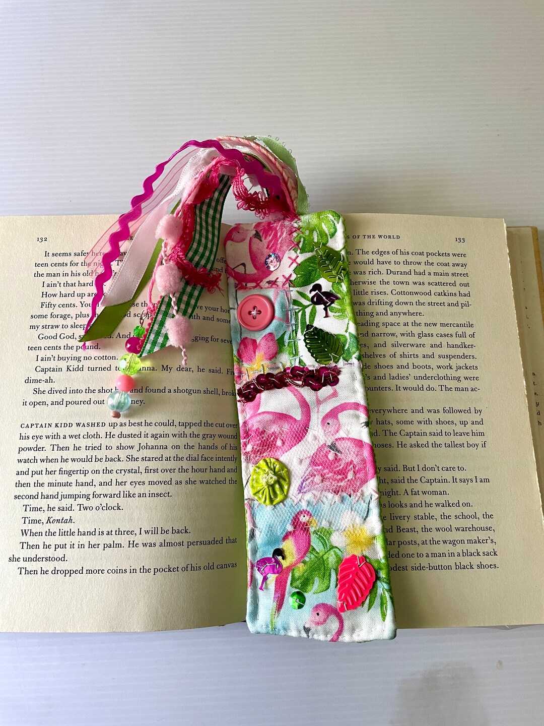 Flamingo Slow Stitched Embroidered Bookmark - Etsy